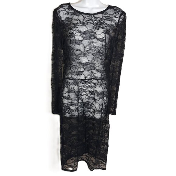 Raquel Allegra | Dresses | Raquel Allegra Black Sheer Lace Midi Dress 3 12 | Poshmark